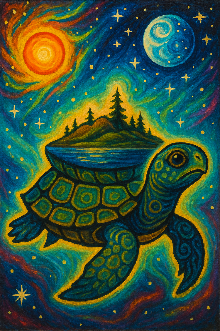 Légende autochtone de la tortue originelle : Terre-Mère en équilibre